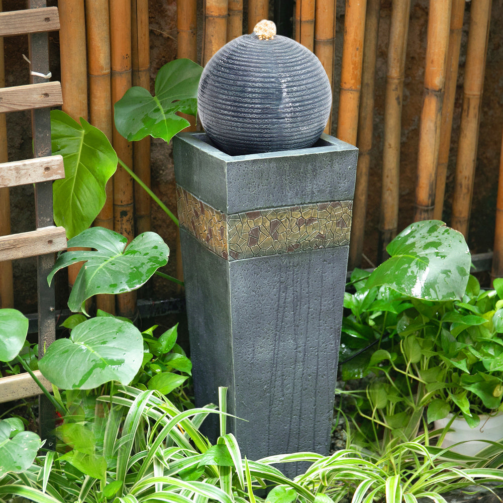 Navy Blue Electric Fountain Water Feature with LED Light – SunriseShed UK