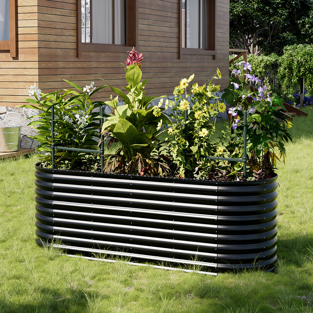 Oval-Shaped Galvanized Steel Raised Garden Bed – SunriseShed UK