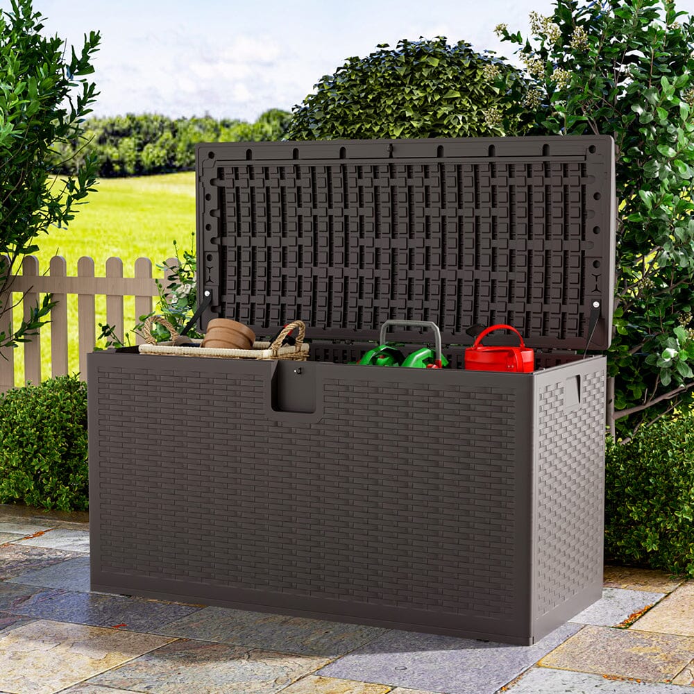 127cm W 99 Gallons Rattan Garden Storage Outdoor Deck Box – SunriseShed UK