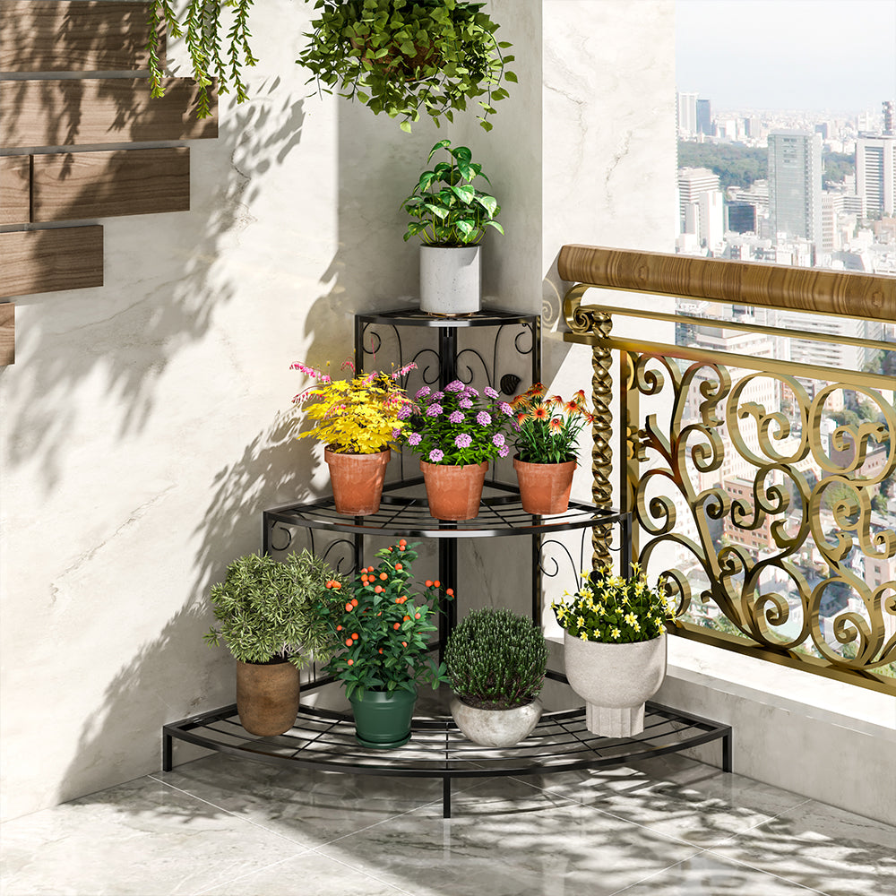 3 Tier Metal Corner Ladder Plant Stand Step Pot Holder – SunriseShed UK